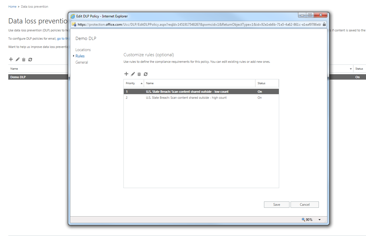 Office 365 Protection Center – Information security and compliance