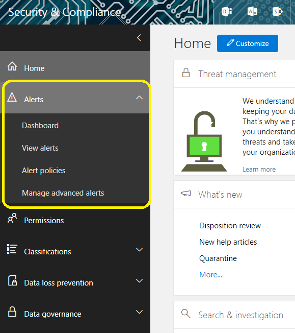 Office365 Security & compliance – Alerts – Information security and ...