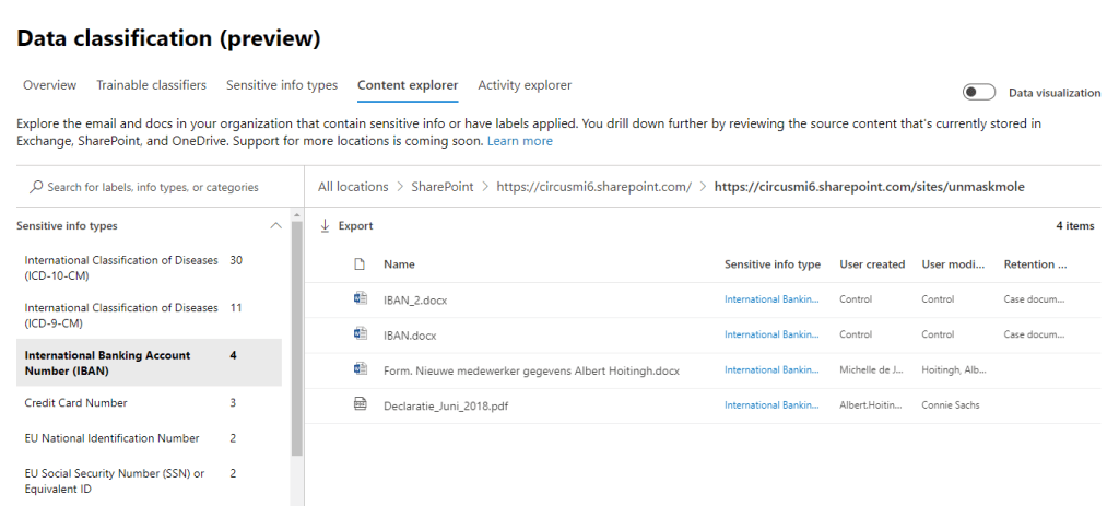 Content explorer in Office 365 – Information security and compliance