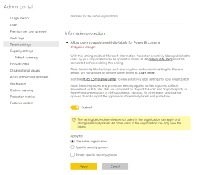 Using sensitivity labels with PowerBI – Information security and compliance