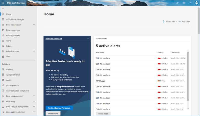 Microsoft Purview integrated portal – Information security and compliance