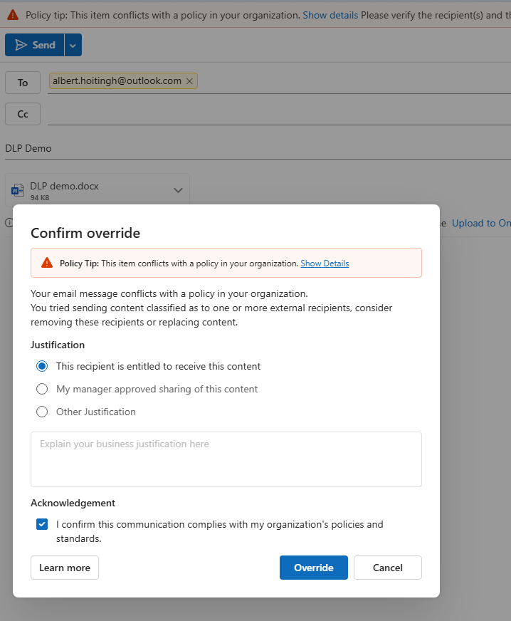 Custom DLP rule for sensitivity labels and scan before send ...
